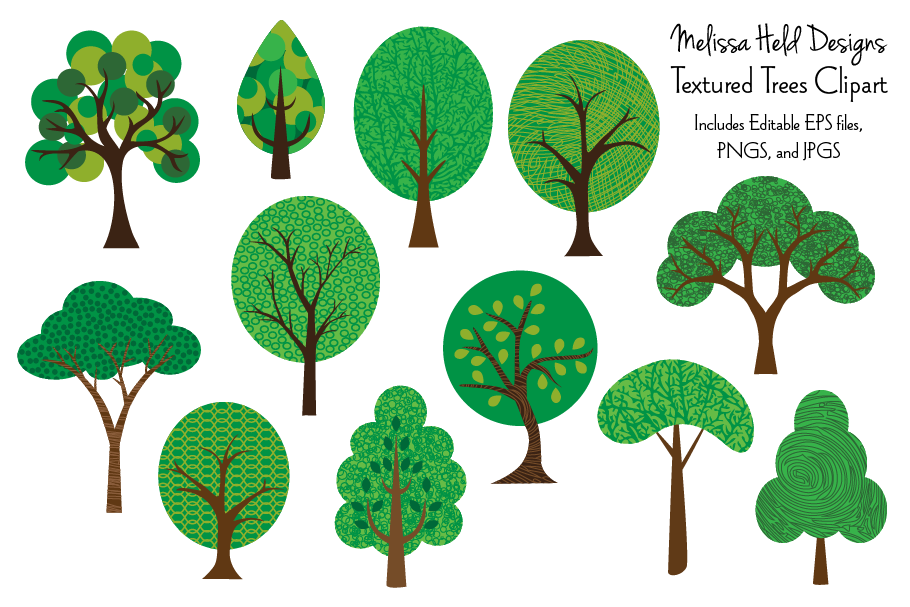 Textured Trees Clipart, a Texture Illustration by Melissa Held Designs