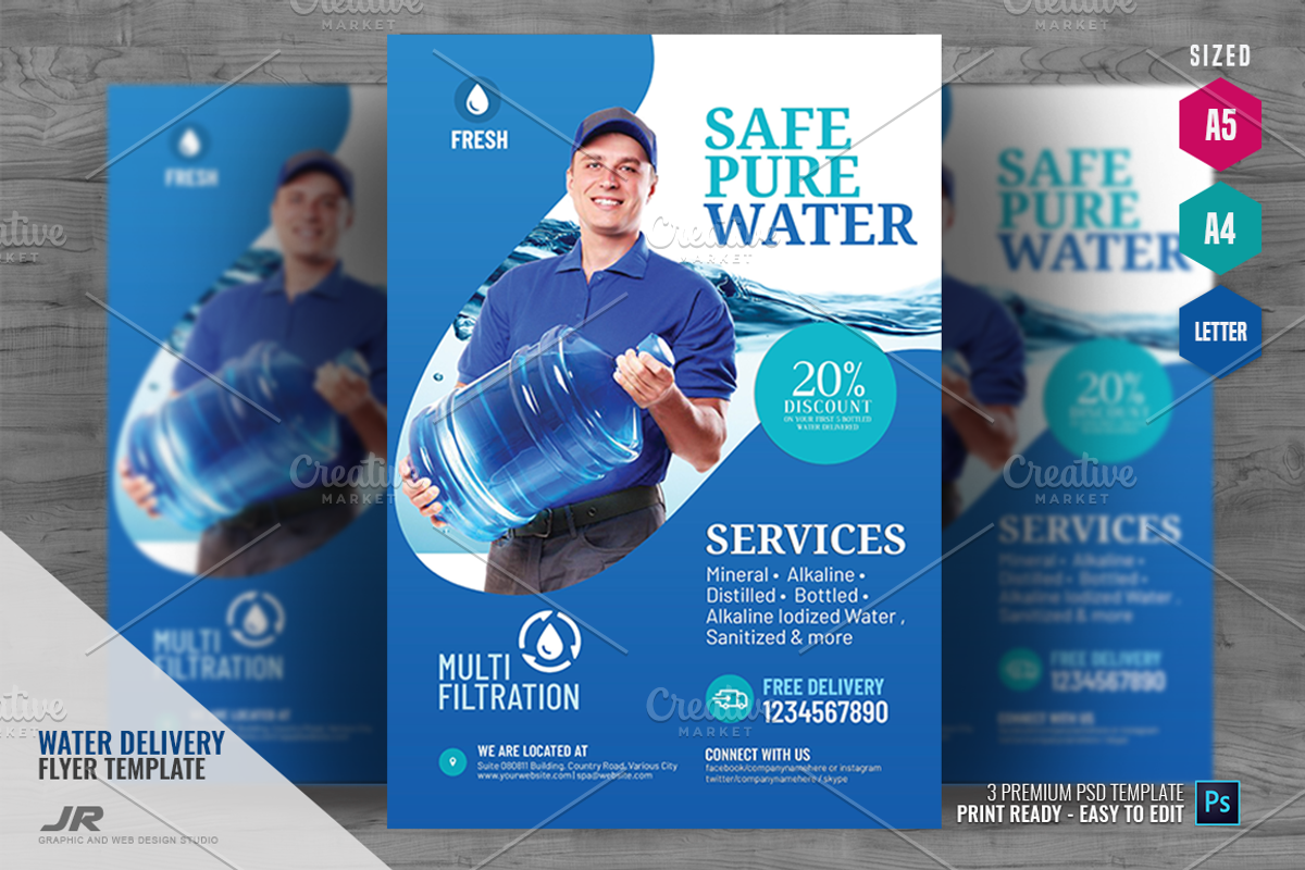 Water Refilling Station Flyer, a Flyer Template by PSDPixel