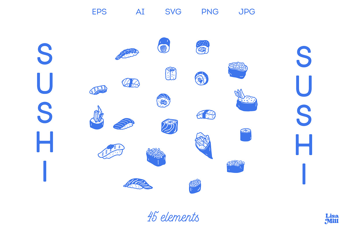 Japanese Food Graphic Clipart Bundle, a Food Illustration by Lisa Mill