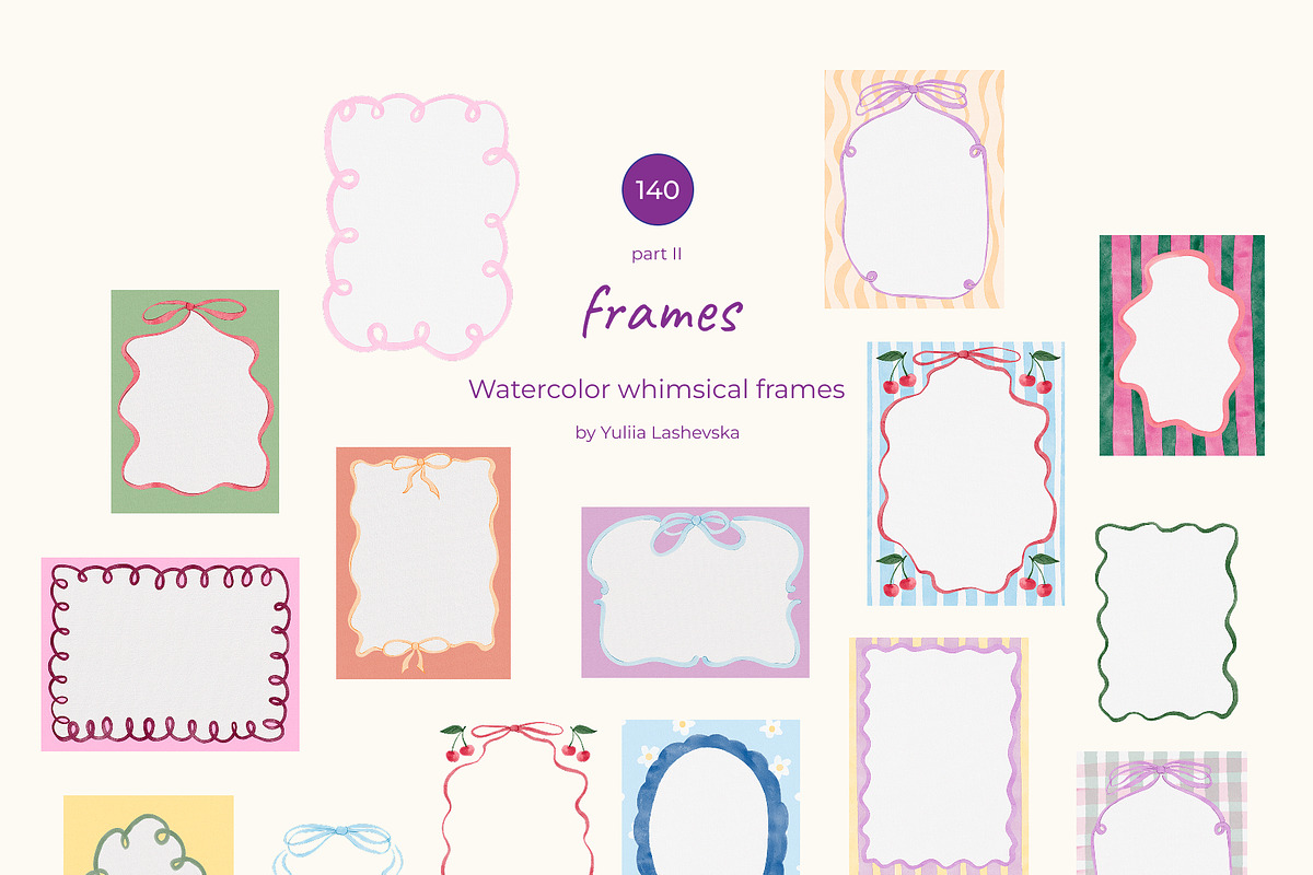 Watercolor whimsical frames
