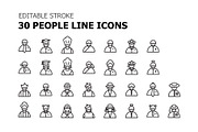 30 people line icons, an Outline Icon by Presentation Design Shop