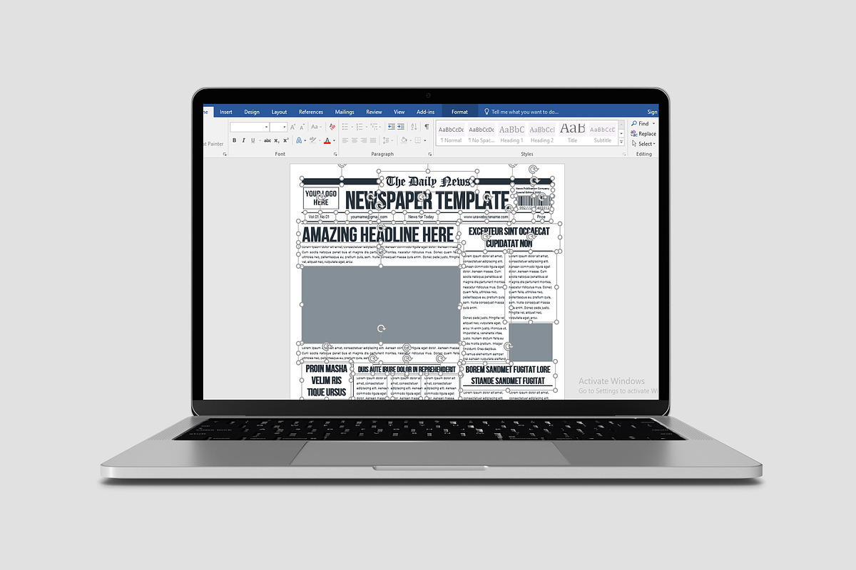 One Page Newspaper Template, a Stationery Template by Ultimate Template ...