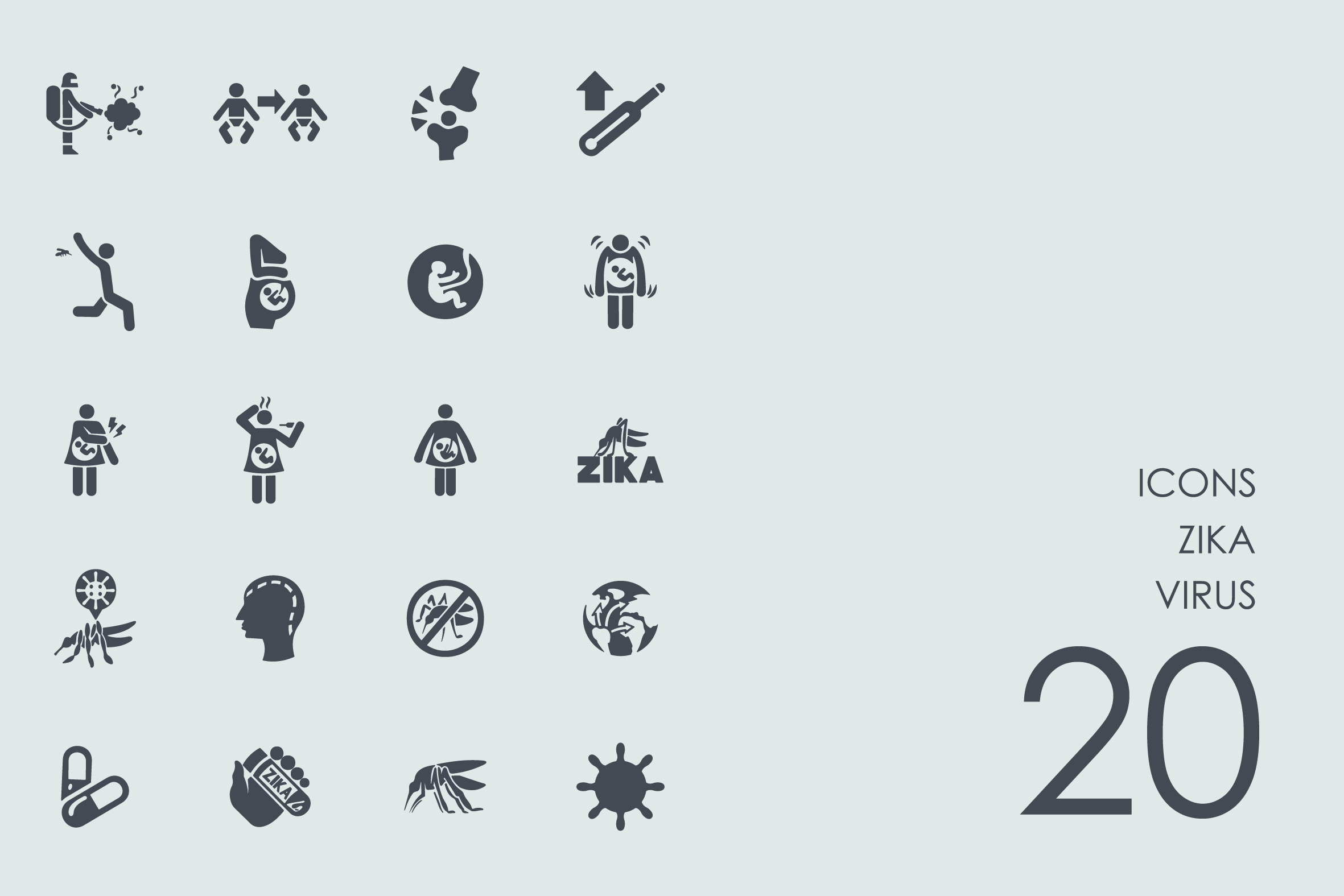 Zika virus icons, an Icon by Palau