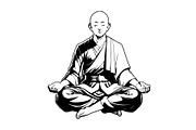 Meditating Monk SVG