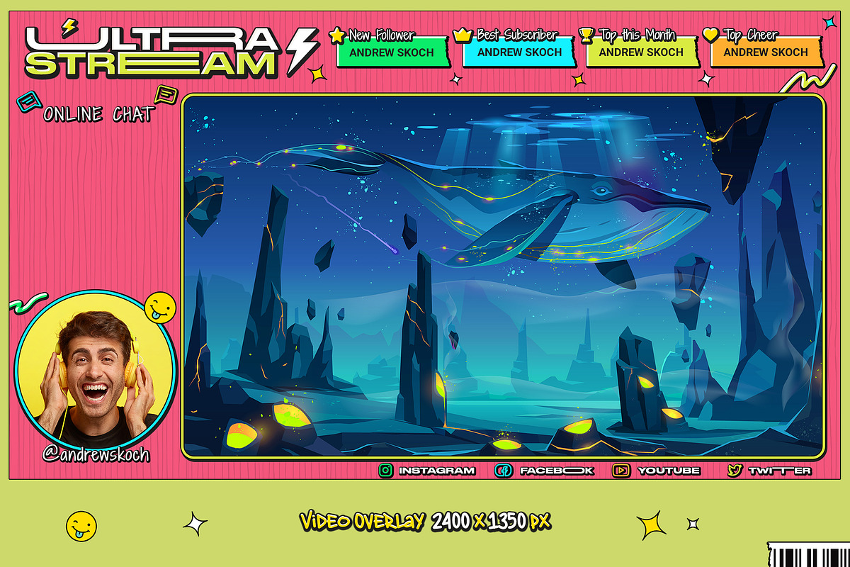 90s Twitch Overlay, a Social Media Template by Andrew Skoch Design