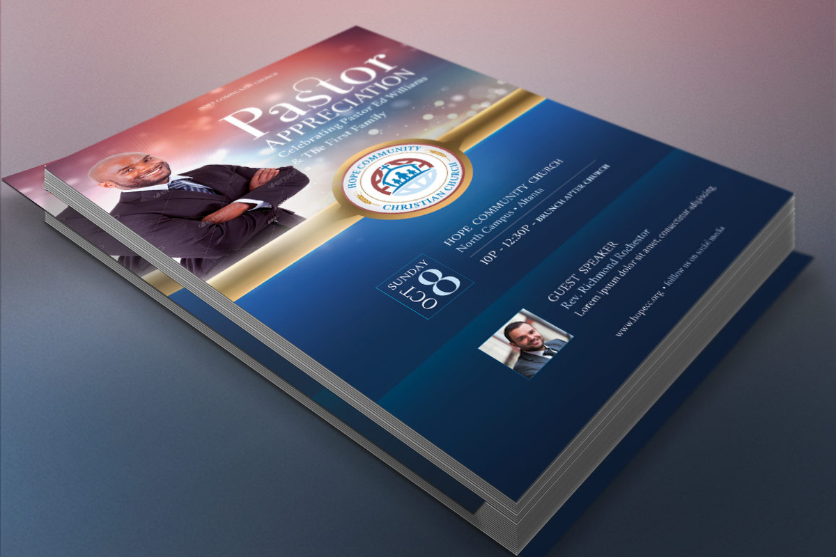 Pastor Appreciation Flyer Poster, a Flyer Template by Godserv Designs