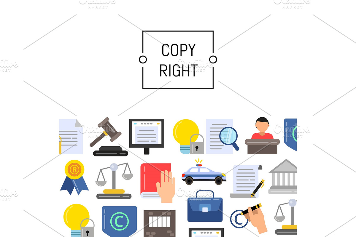 Vector flat style copyright elements illustration, a Graphic by Onyx ...