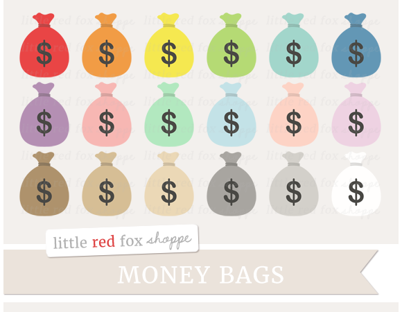 Money Bag Clipart, an Illustration by Little Red Fox Shoppe