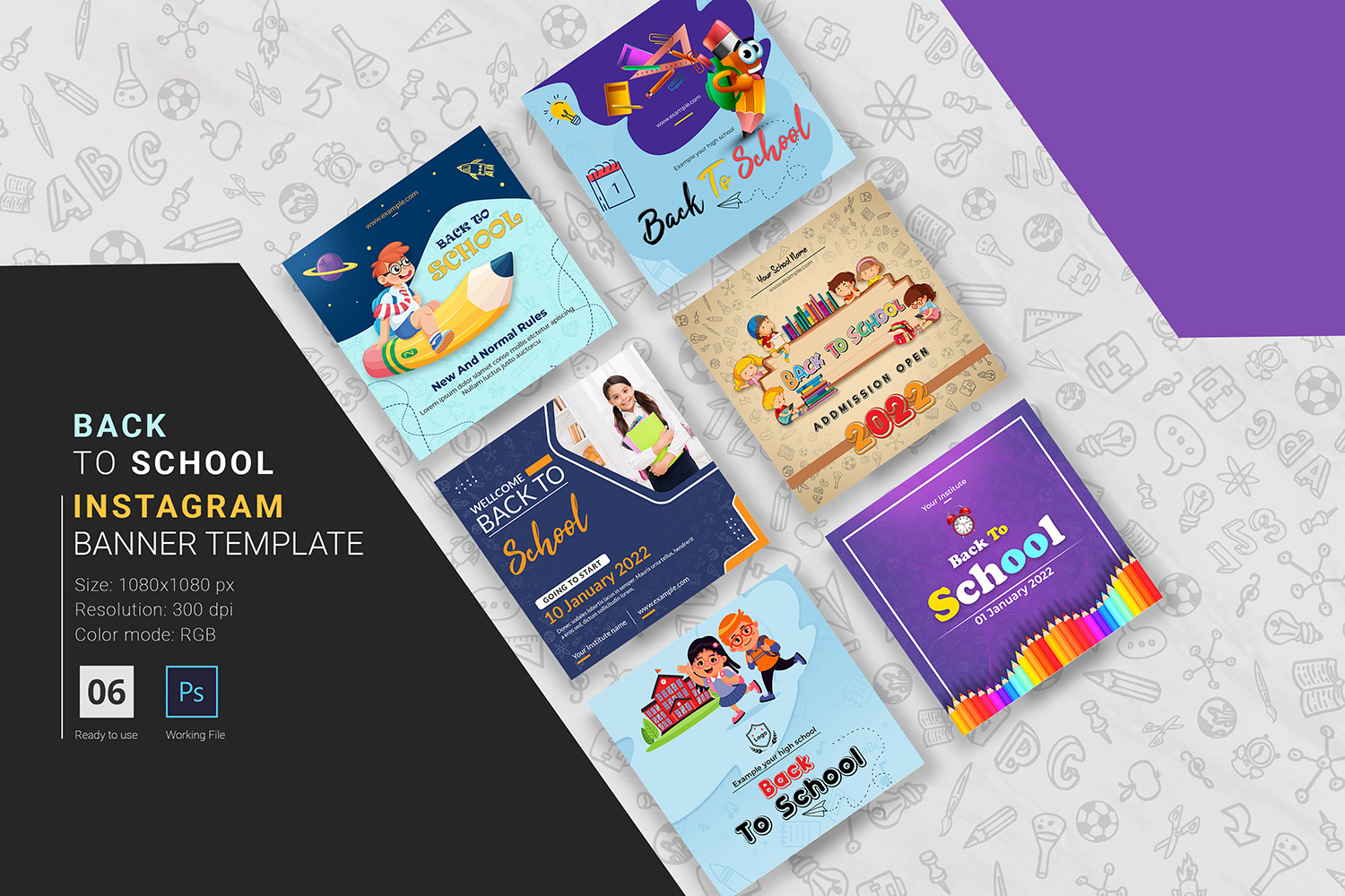 Back To School Instagram Template, a Social Media Template by crazyOWL