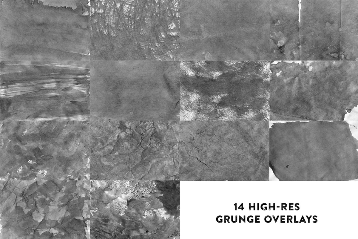 14 Distressed Ink Overlays, a Texture Graphic by SparkleStock