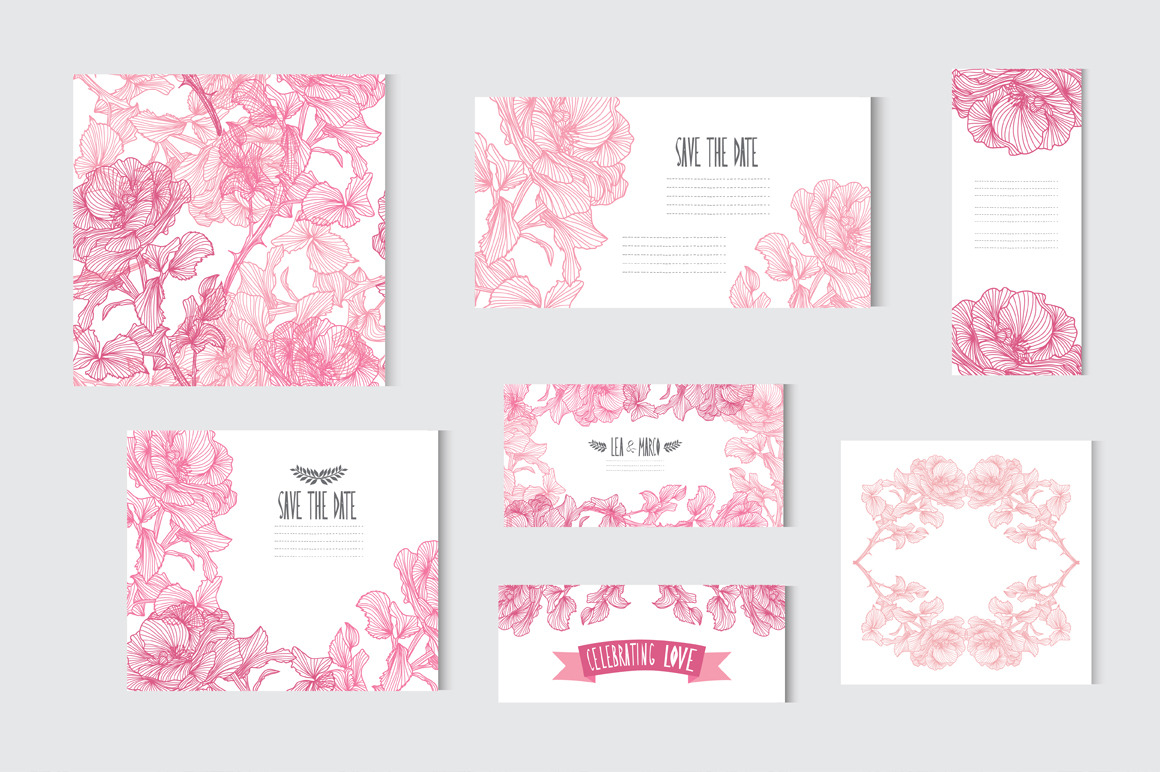 Pink Roses Floral Cards | Card Templates ~ Creative Market