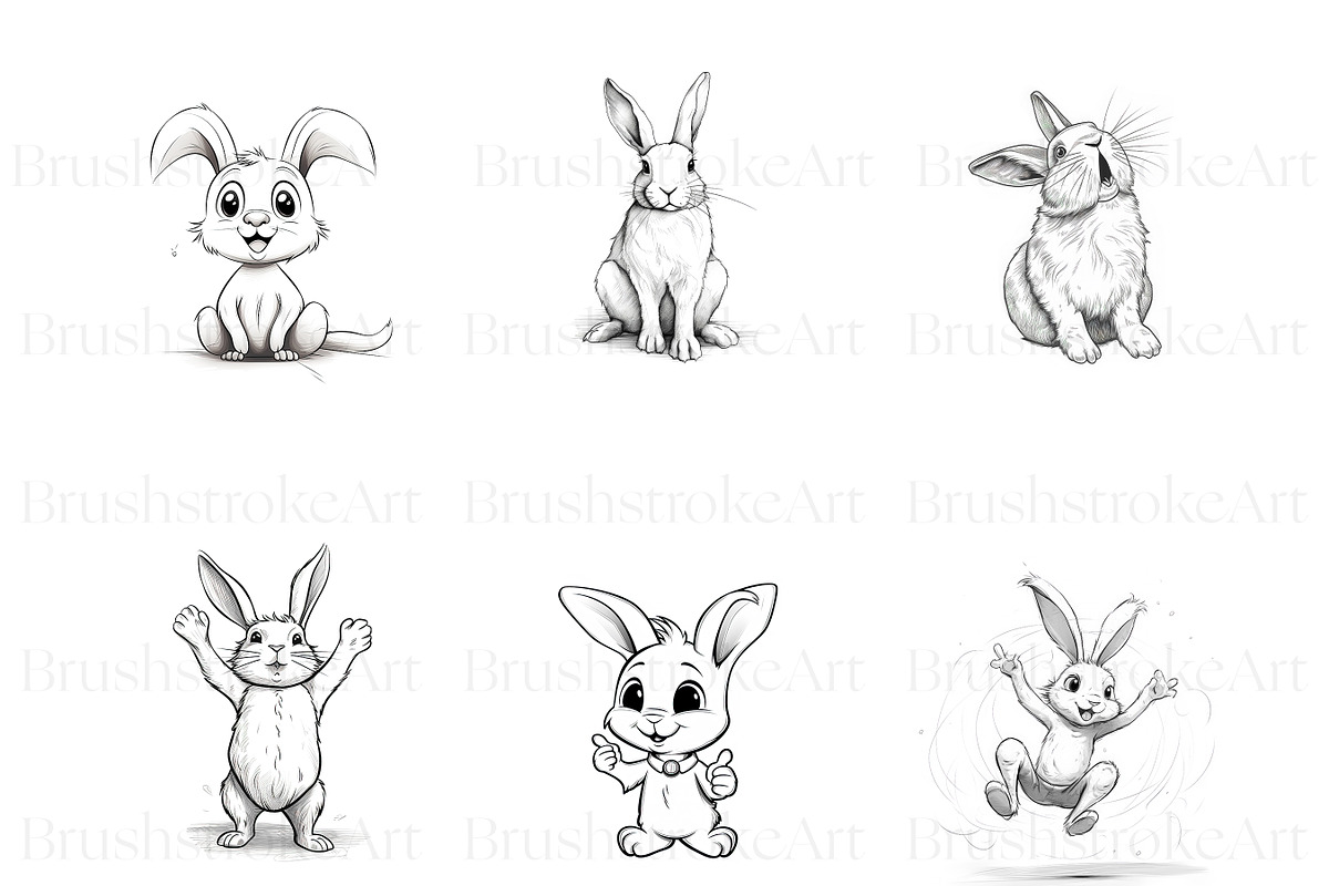 Rabbit Silhouette Line Art| Cute Bunny | Creative Market