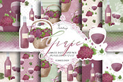 Grape digital paper pack, a Pattern Graphic by designloverstudio