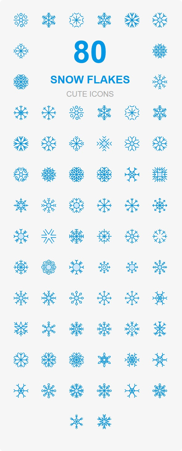 80 Snowflake Cute icons, an Icon by Dinosoftlabs