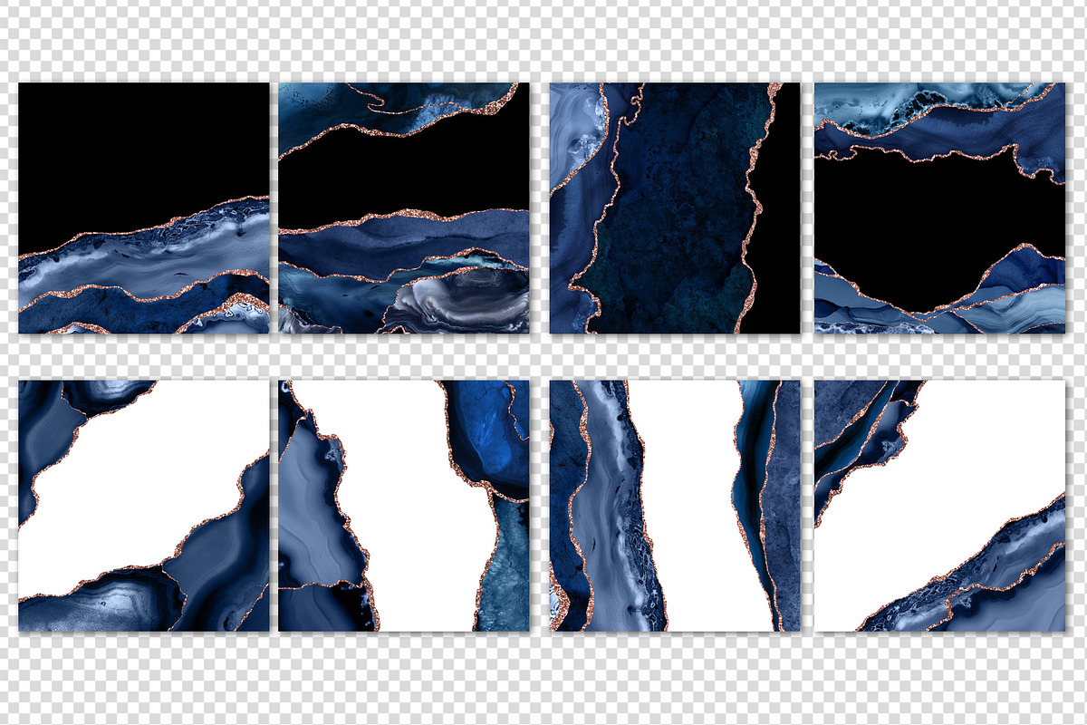 Navy and Rose Gold Agate Borders, a Texture Graphic by Digital Curio