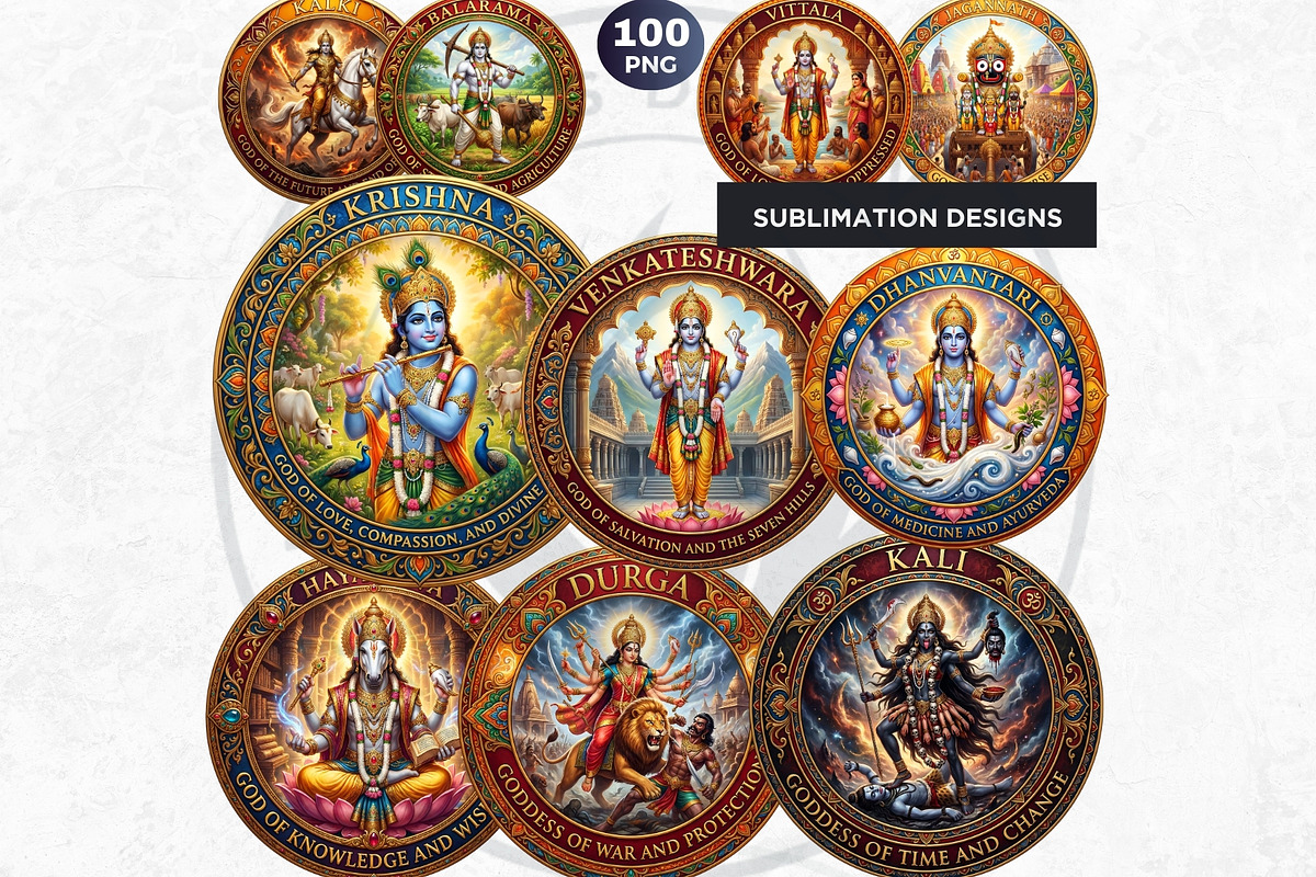 Hindu Gods Pantheon cliparts V3