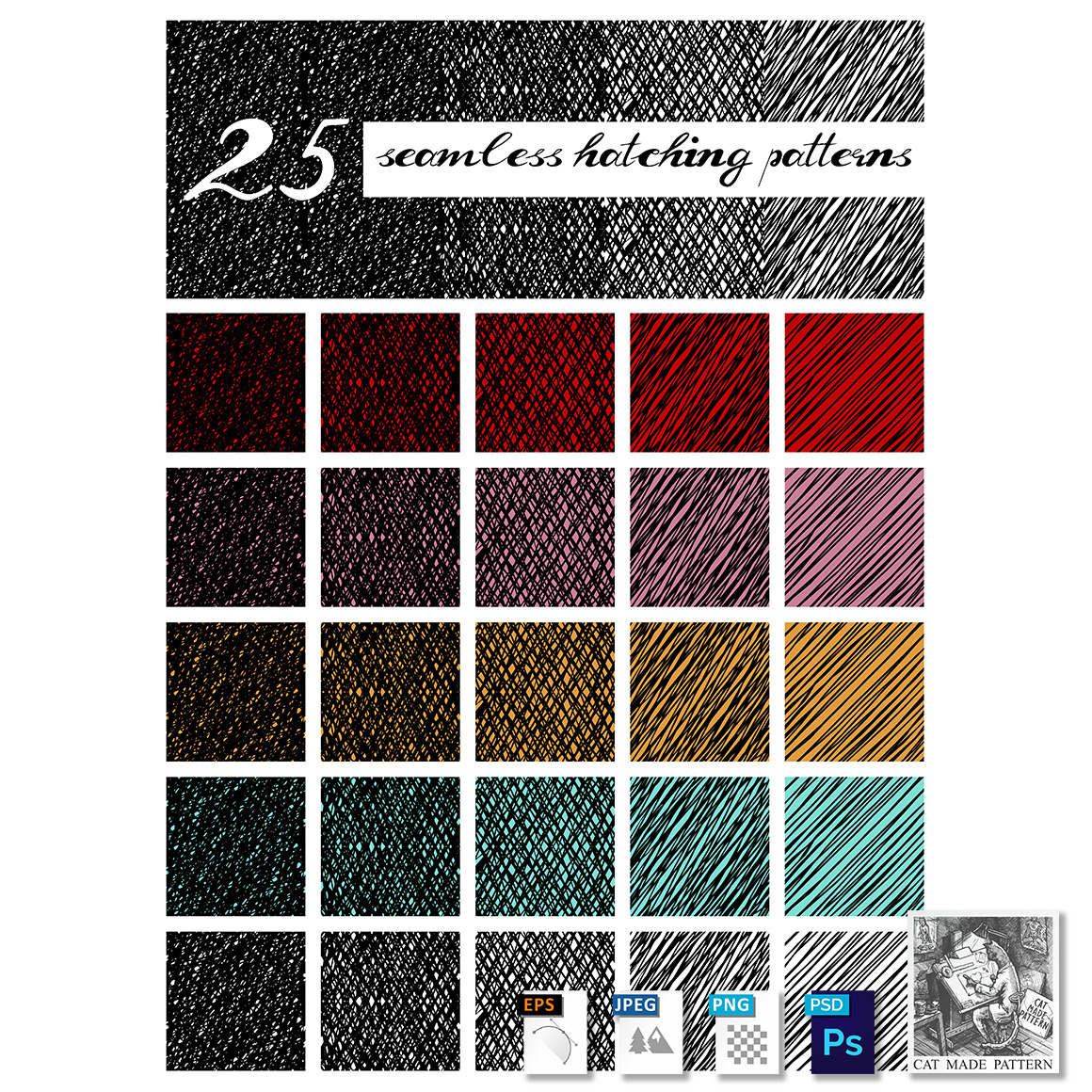 Seamless hatching textures, a Decorative Illustration by CatMadePattern