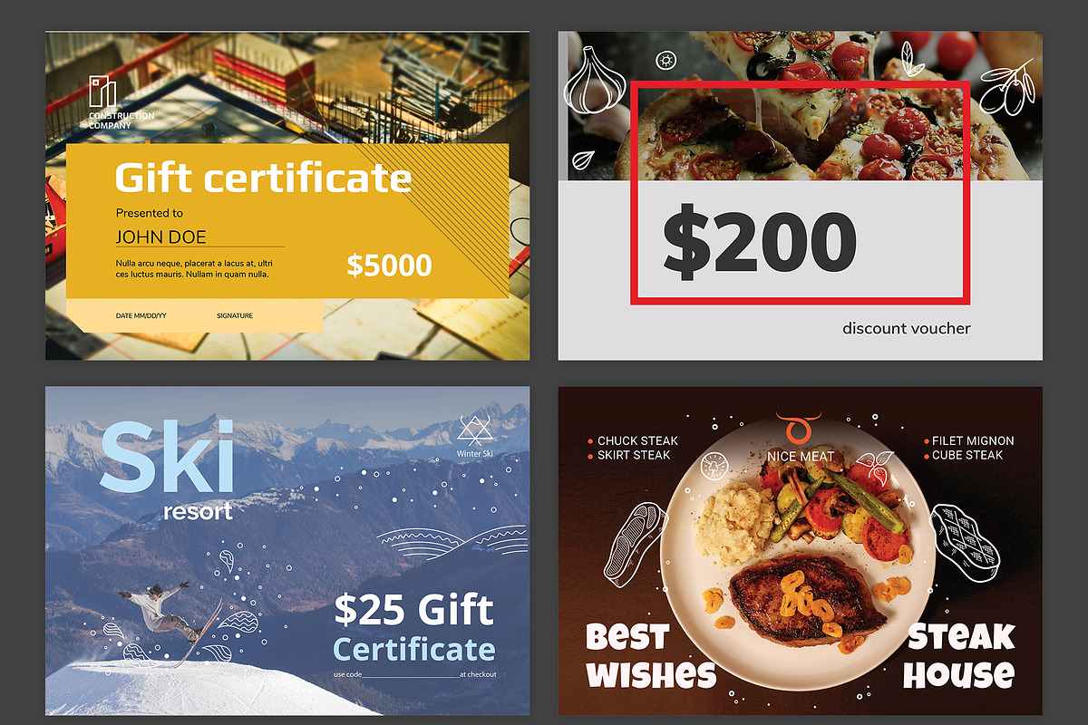 Gift Certificate Template Bundle, a Card Template by TemplatesNow!