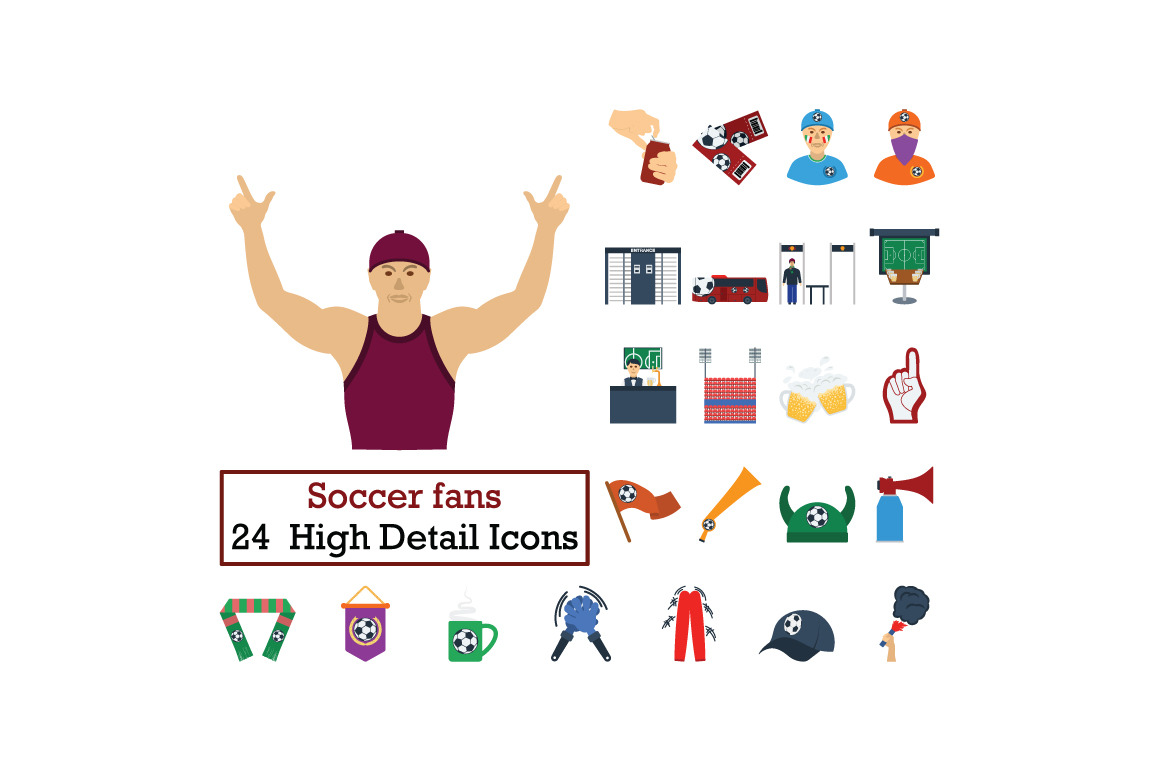 Set of 24 Football Fans Icons, an Icon by Pavel Vectors