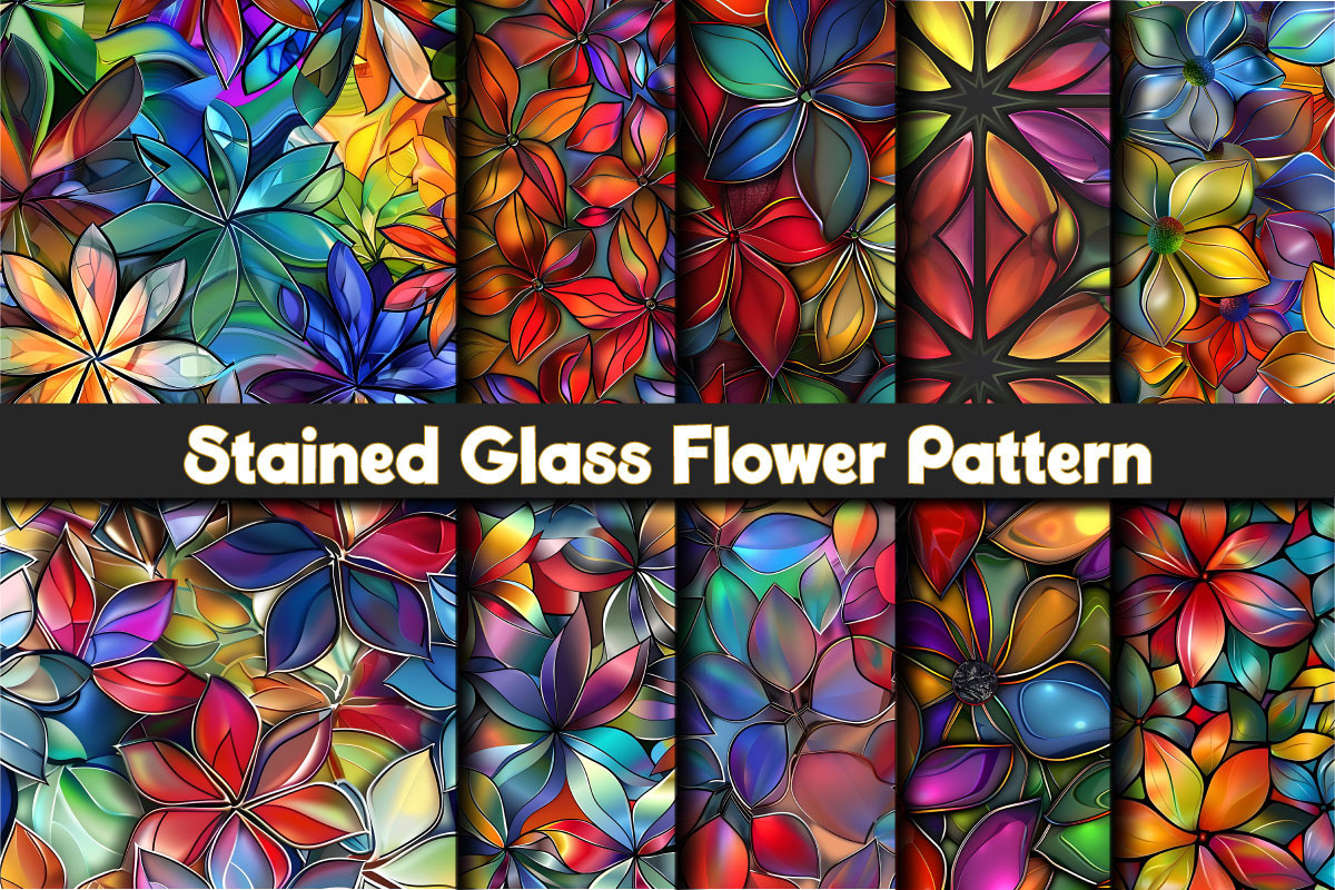 Stained Glass Flower Pattern, a Pattern Graphic by protabsorkar11