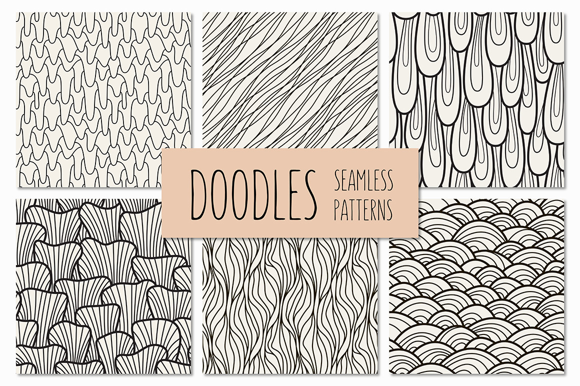Hand drawn Doodles Seamless Patterns, a Pattern Graphic by Curly_Pat