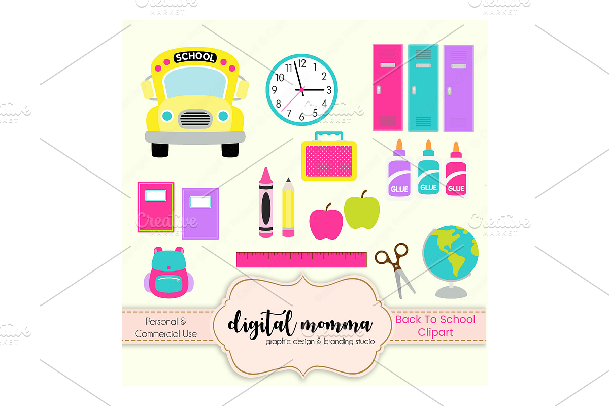 School Days Clipart Set, a Graphic by Digital Momma