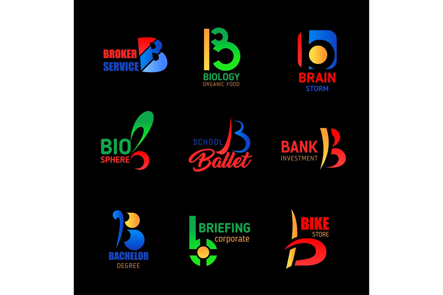 Letter B icons, identity design, an Outline Icon by Vector Tradition