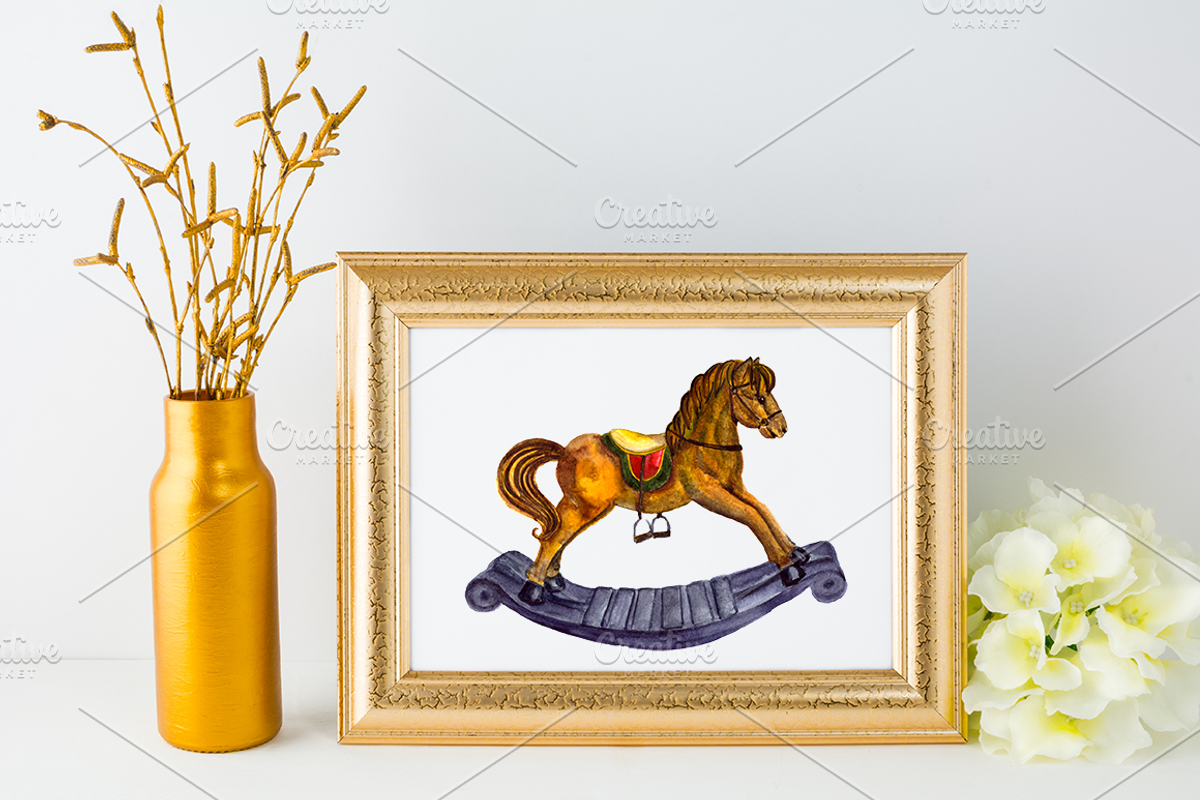 Watercolor Rocking Horse, an Illustration by Tati Bordiu