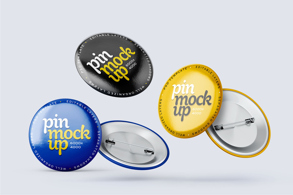 Pin Button Mockup Set, an Advertising Mockup by Deeplab
