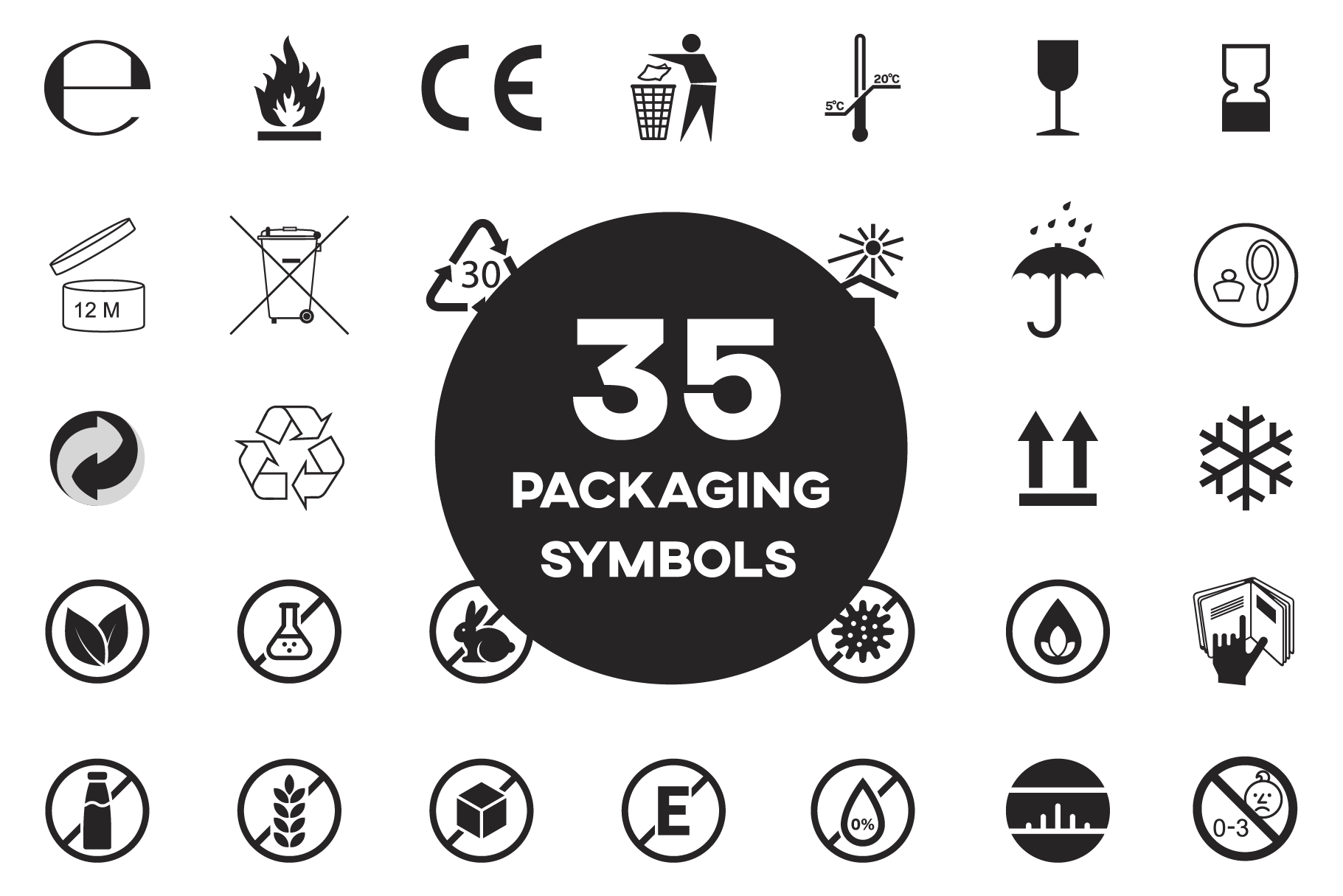 35 Packaging Symbols, an Icon by GlebTagirov