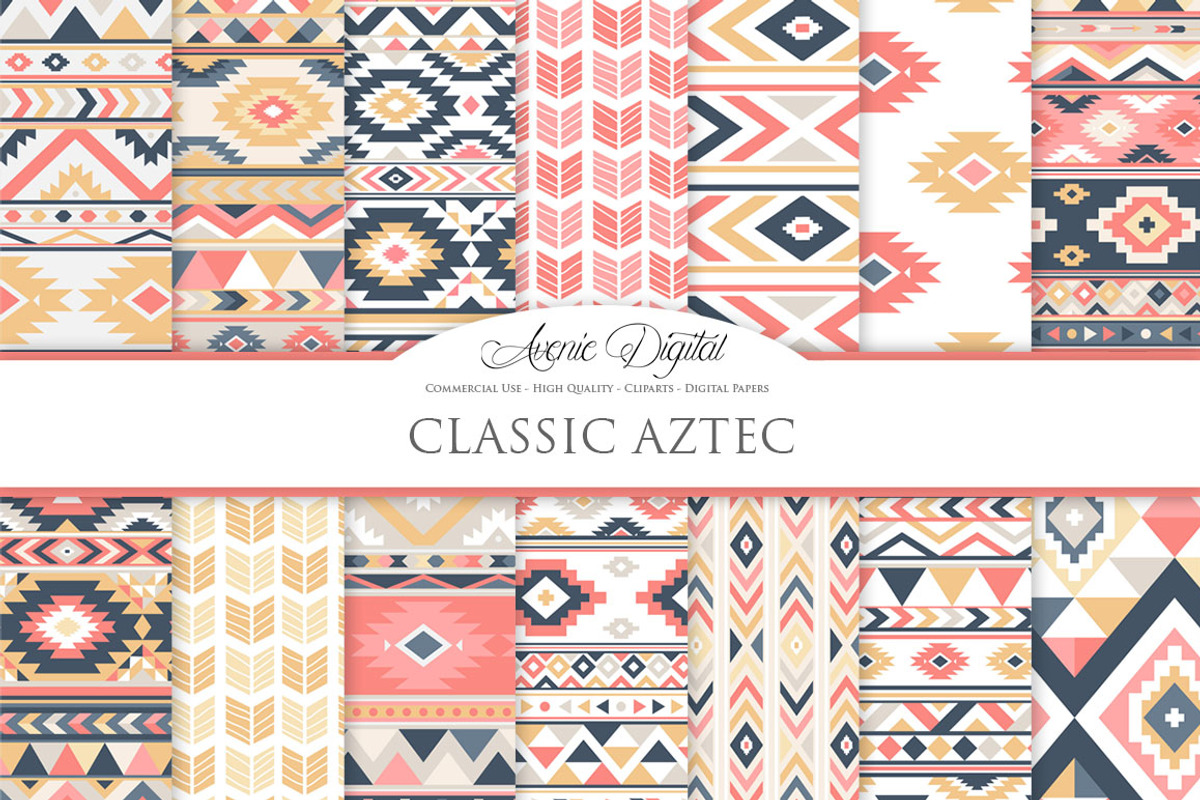 Classic Aztec Digital Paper, a Texture Graphic by Avenie Digital