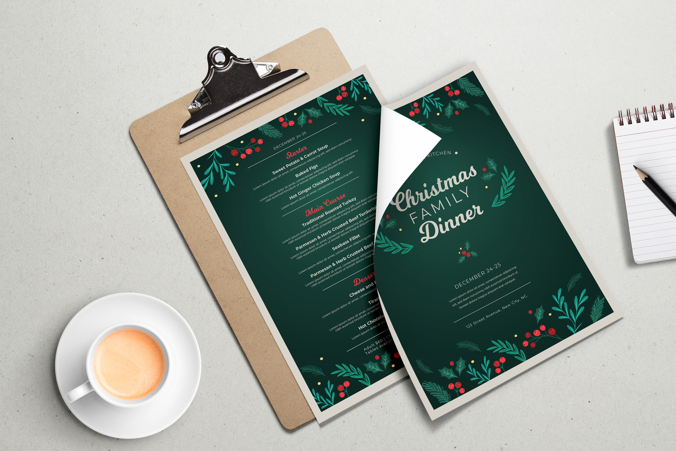 Christmas Family Dinner Template, a Flyer Template by Me55enjah Design