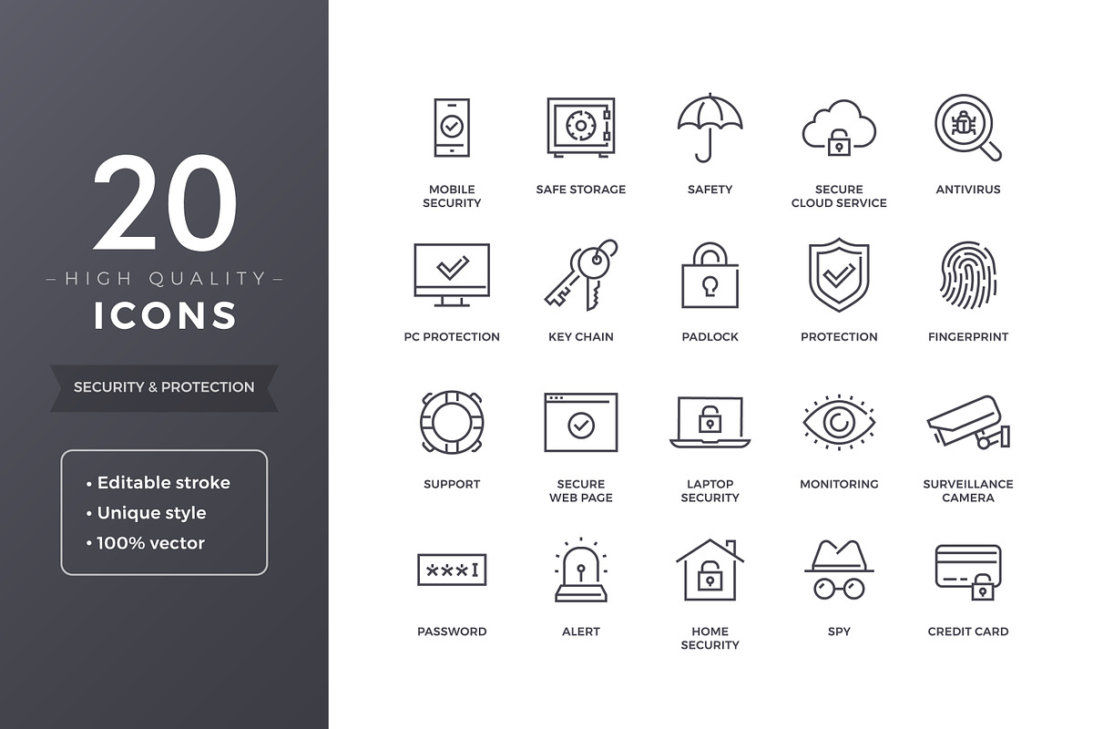 Security Icons, an Outline Icon by filborg