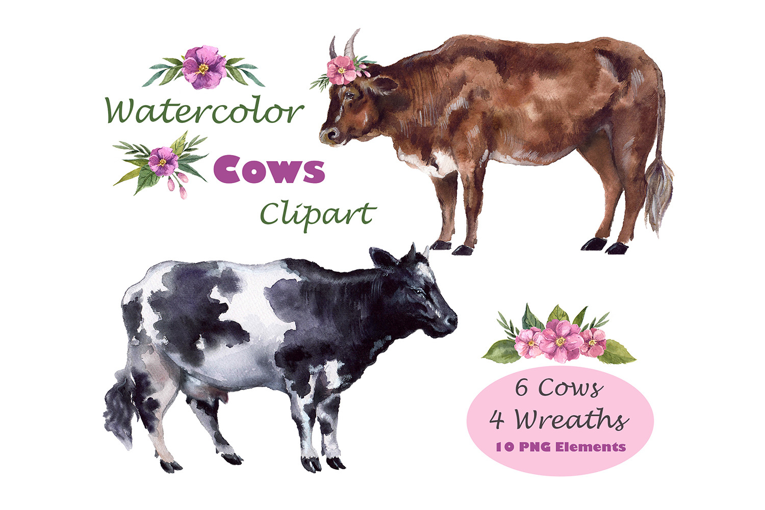 Cow Clipart. Farm animals clipart, an Animal Illustration by ...