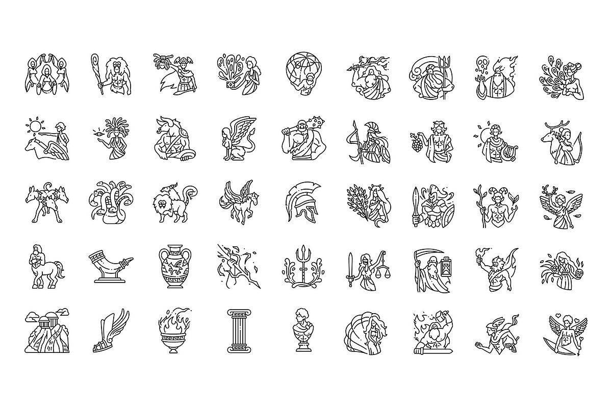 45 Greek Mythology icon set, an Icon by Maxicons