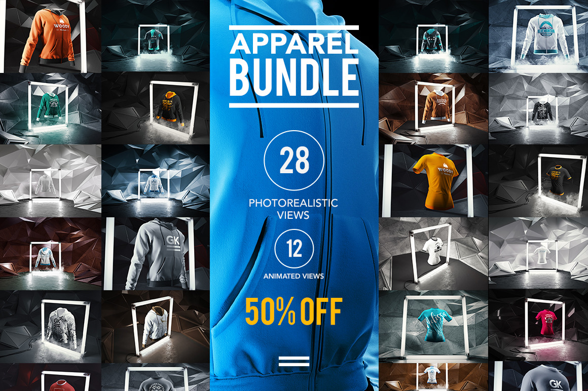 Apparel Bundle Mock-up, a Hoody Mockup by GK Creative