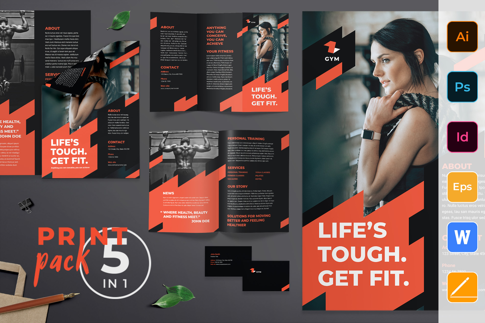 Gym Training Print Pack, a Poster Template by TemplatesNow! | Creative ...