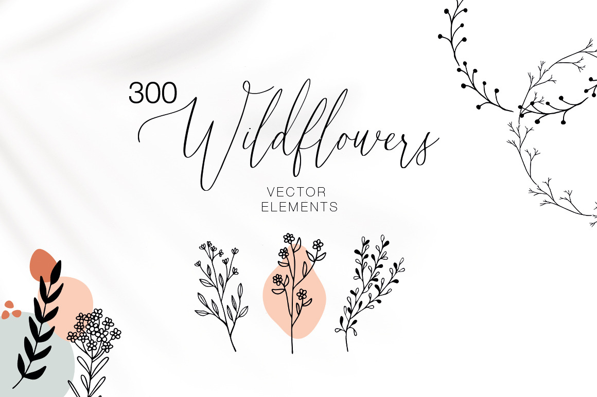 300 Wild Flowers Vector Elements, an Illustration by Art Dari Autumn