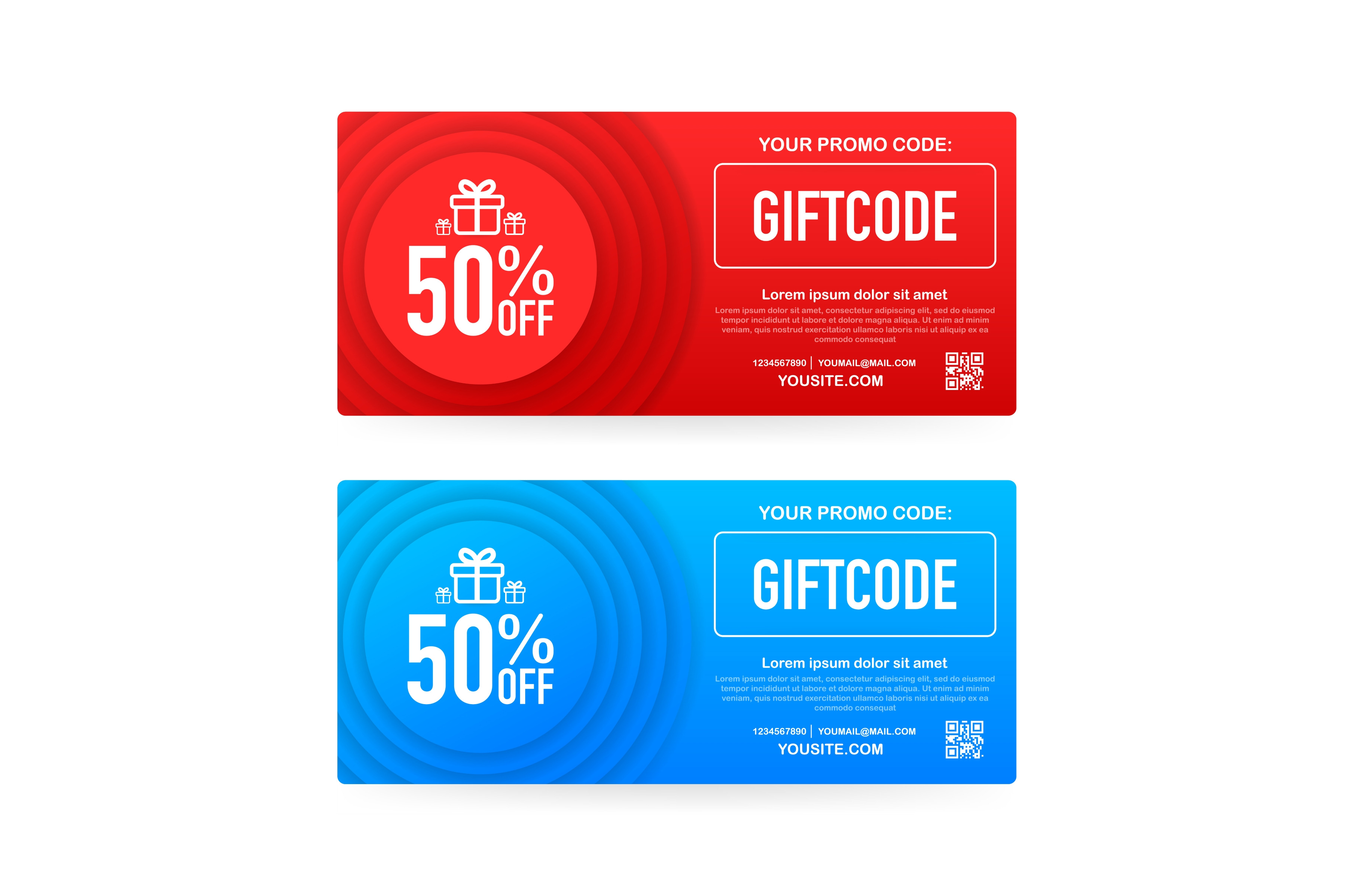 Template red and blue gift card, a Technology Illustration by DG-Market