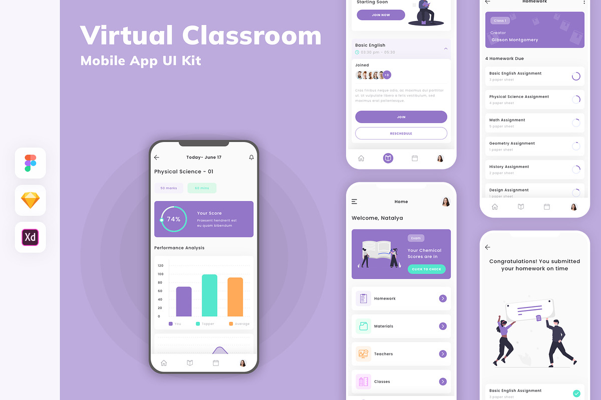 Virtual Classroom Mobile App UI Kit, an UI Kit Template by uicube ...