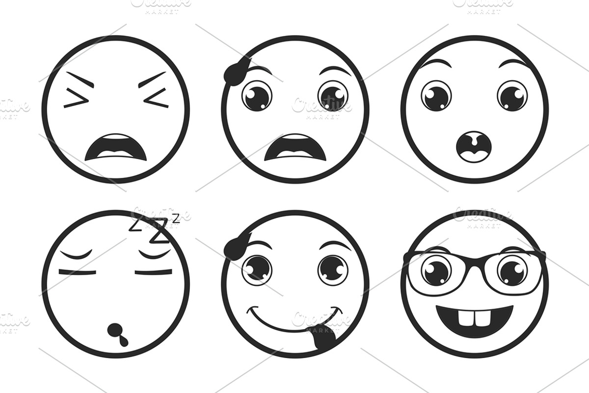 Line Emoticons / Emoji Vector Set, an Emoji Icon by land art