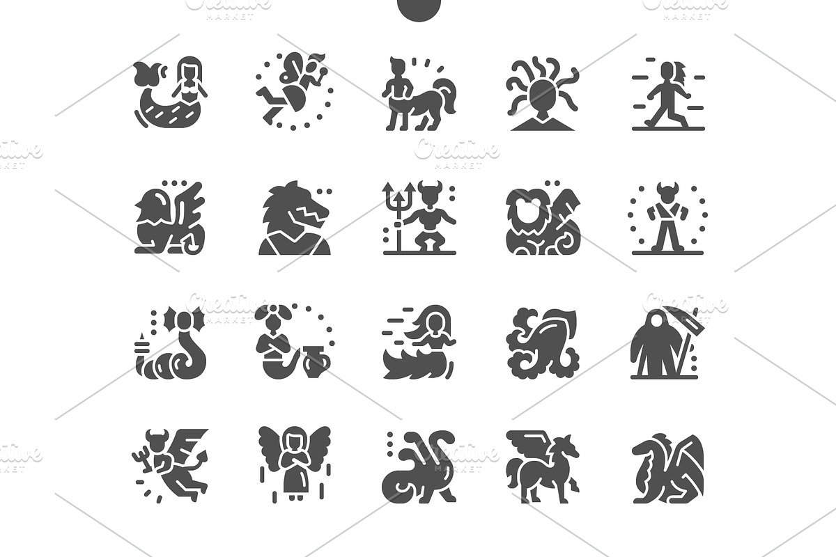 Mythical creatures Icons, a Solid Icon by Palau | Creative Market