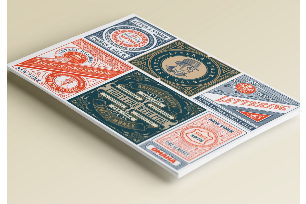 Set of 4 vintage cards for packing, a Card Template by OneVectorStock