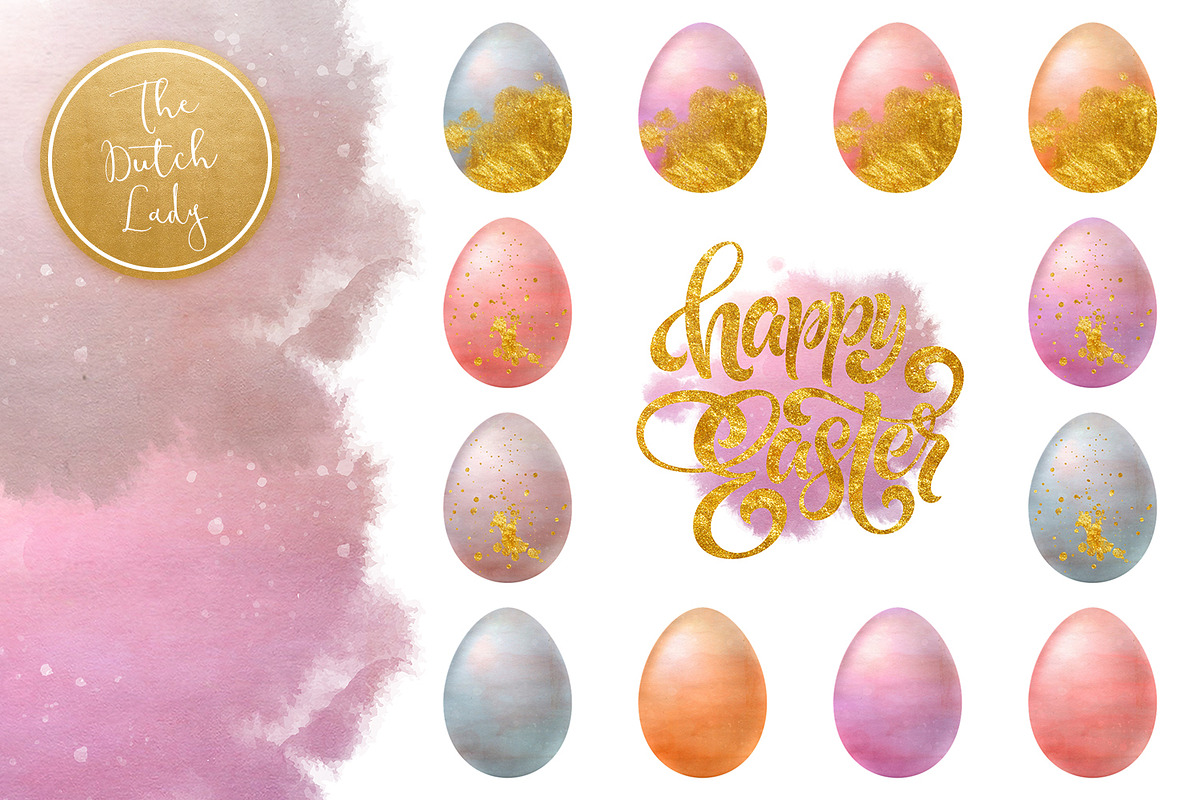 Sparkly Easter Eggs Clipart Set, a Decorative Illustration by The Dutch ...