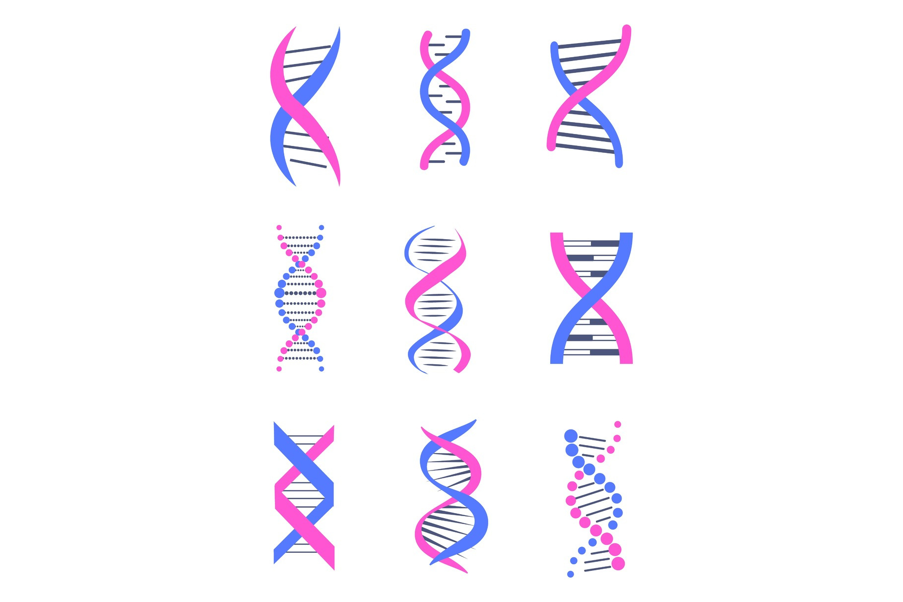 Set of DNA Thread Like Chains | Healthcare Illustrations ~ Creative Market