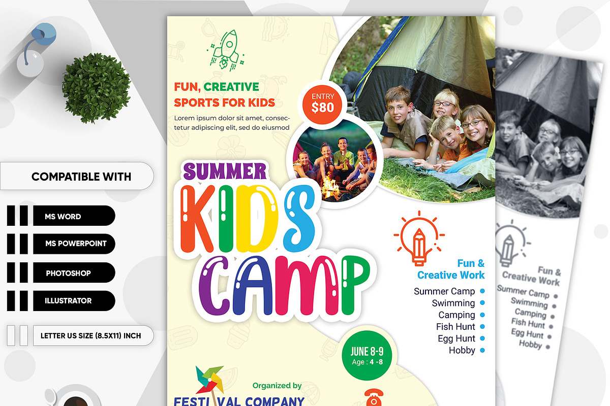 Kids Summer Camp Flyer | Ms Word, a Flyer Template by Imagine Design Studio