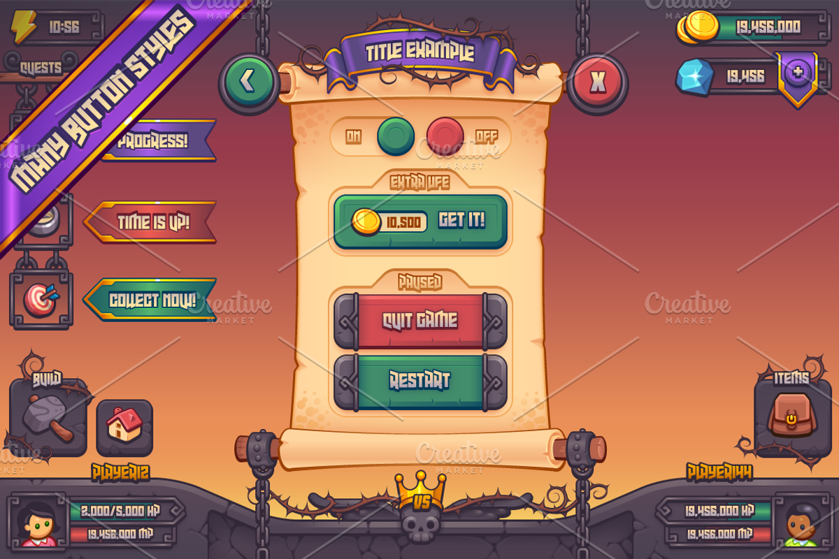 Complete Fantasy Game UI kit, a Graphic by Vectricity Designs