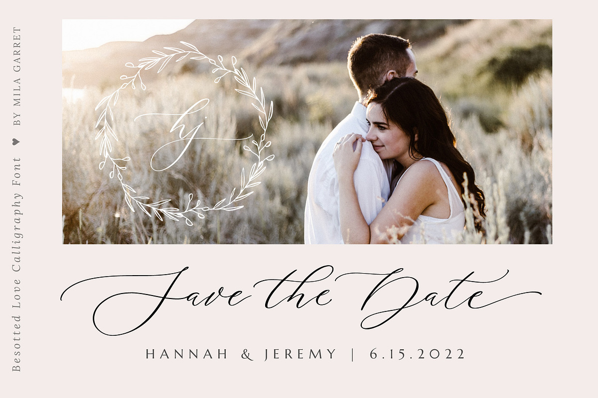 Besotted Wedding Calligraphy Font, a Script Font by Mila Garret