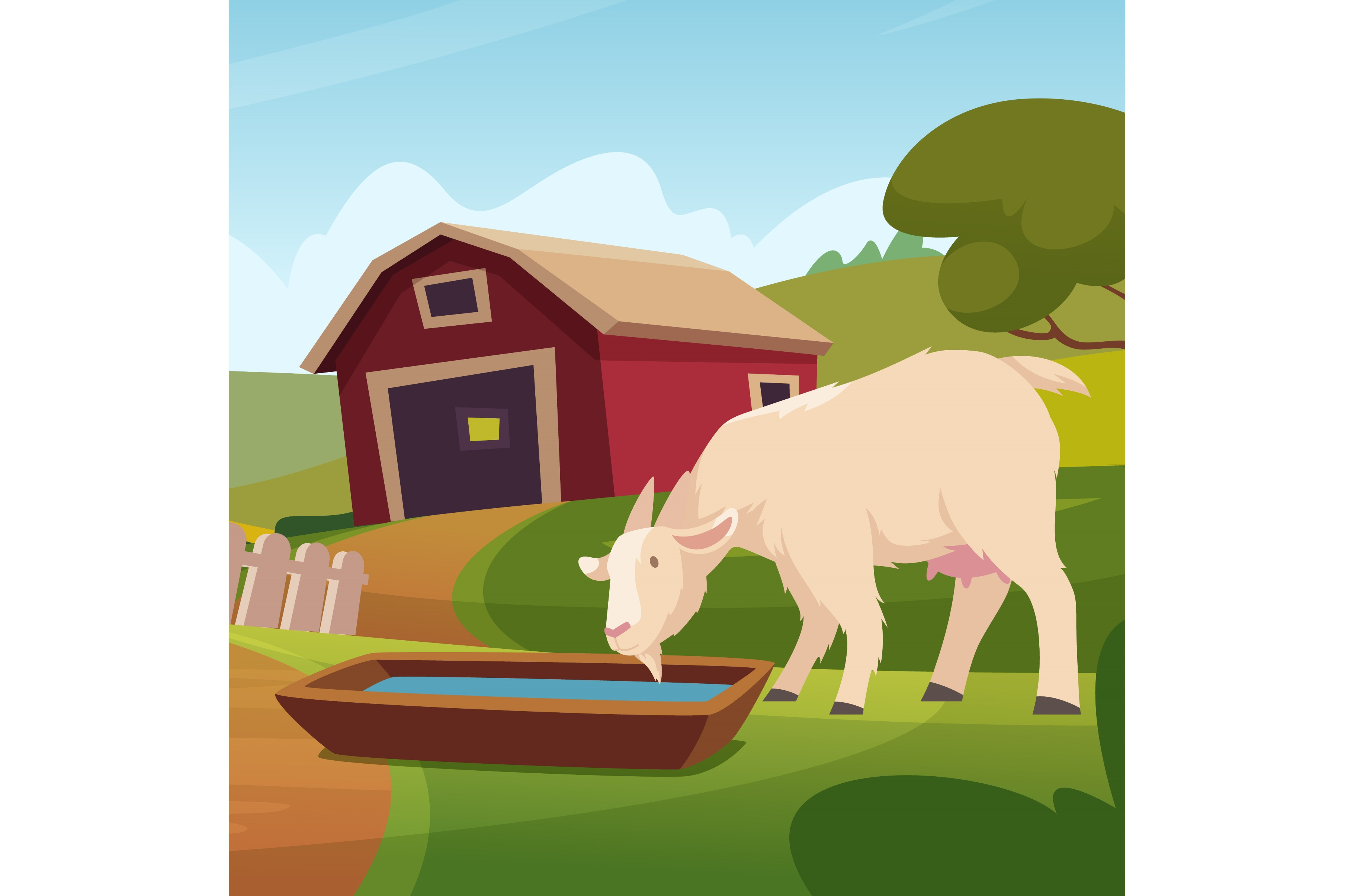 Goat farm cartoon background with | Graphics ~ Creative Market