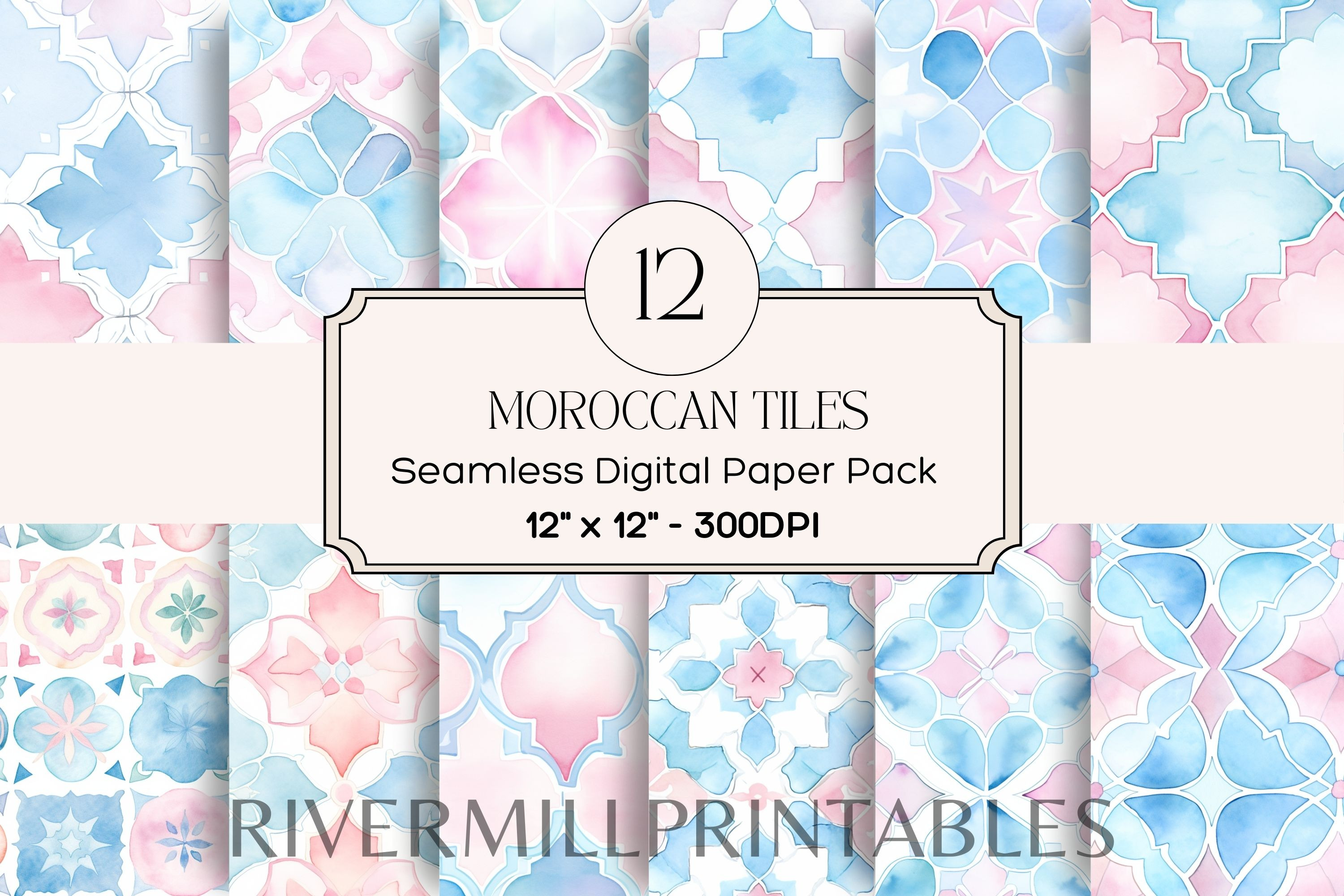 Seamless Moroccan Backgrounds, a Background Graphic by Rivermill Printables